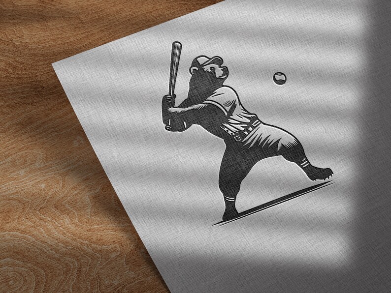 Bear Baseball Player Silhouette Cut Files | Fun Bear Baseball Vector ...
