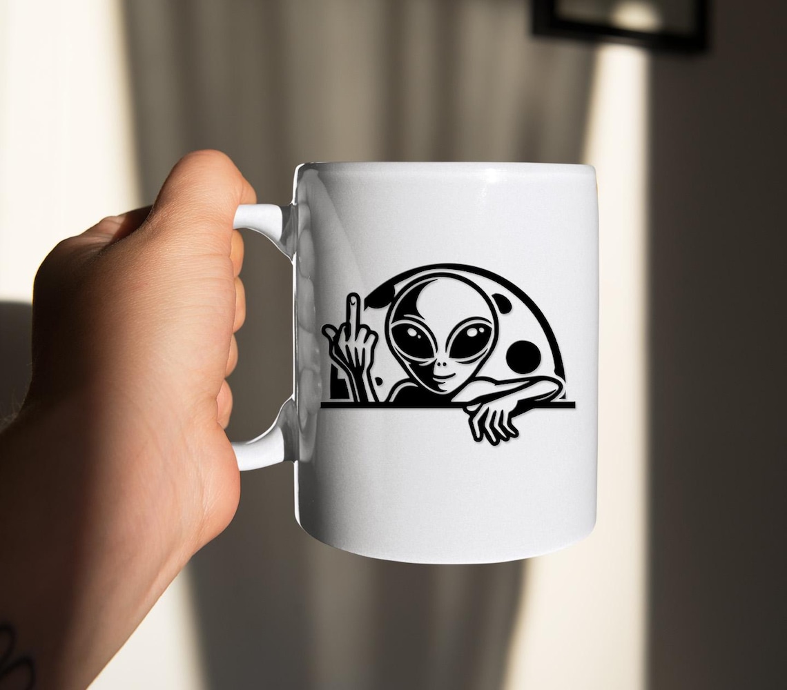 Peeking Alien Middle Finger | Alien Flip off Vector Graphic Laser File ...