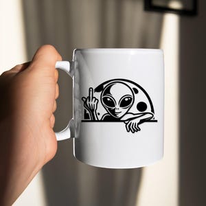 Peeking Alien Middle Finger | Alien Flip off Vector Graphic Laser File ...