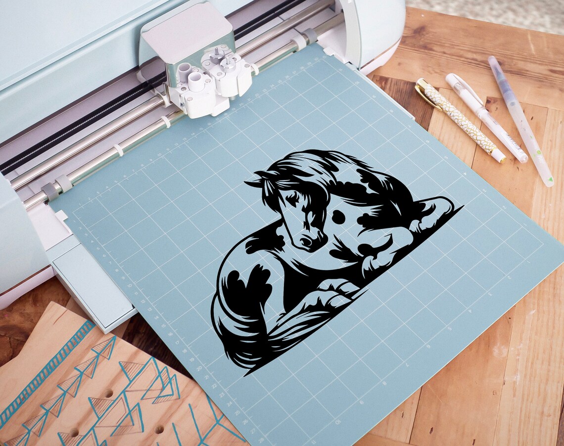 Pinto Horse Laying Cut Files | Pinto Thoroughbred Horse Gallop Vector ...