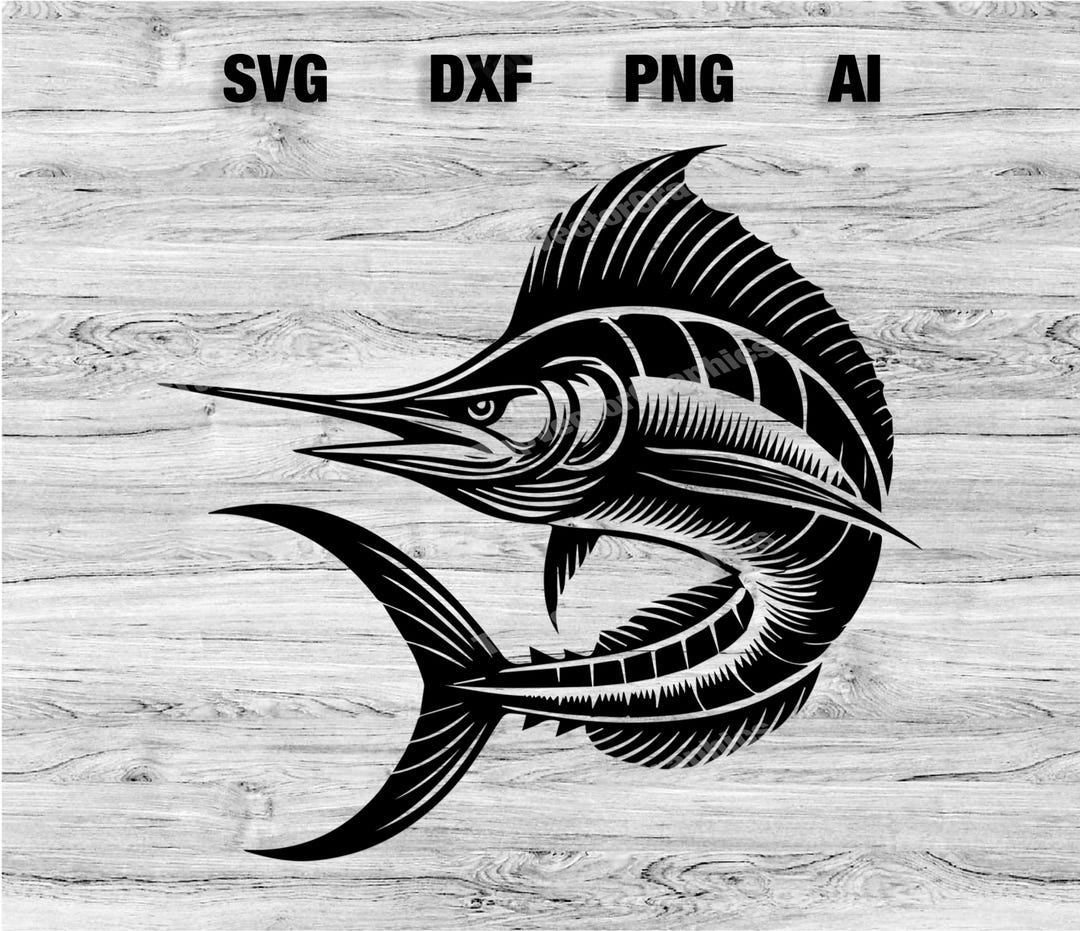 Marlin Fish Cut File | Outdoor Fishing Graphic Wall Art Silhouette ...