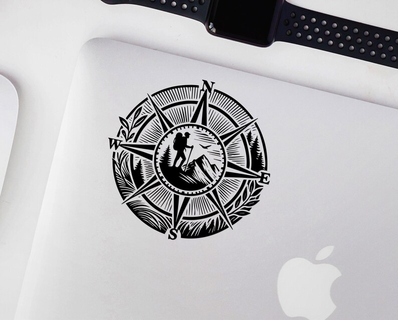 Compass Mountain Cut File | Outdoor Compass Rose Vector Graphic ...