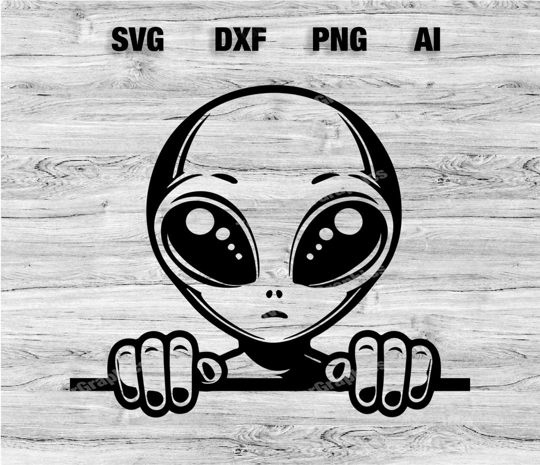 Peeking Alien Head | Alien Vector Graphic Laser File Silhouette Clip ...