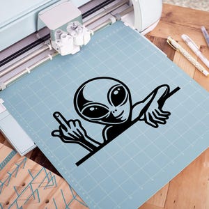 Peeking Alien Middle Finger | Alien Flip off Vector Graphic Laser File ...