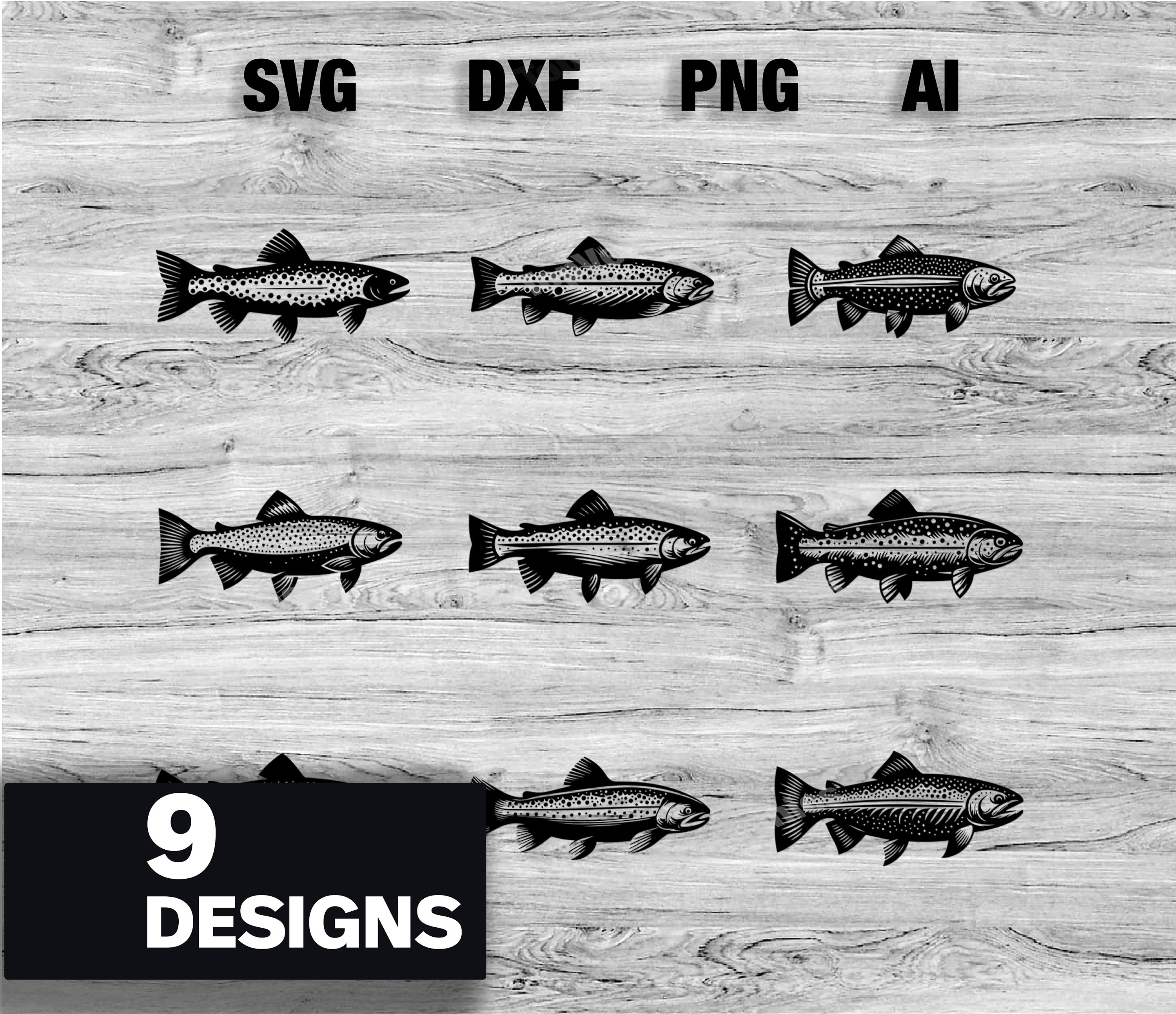 9 Rainbow Trout Bundle Cut Files Rainbow Trout Fish Vector Graphic ...