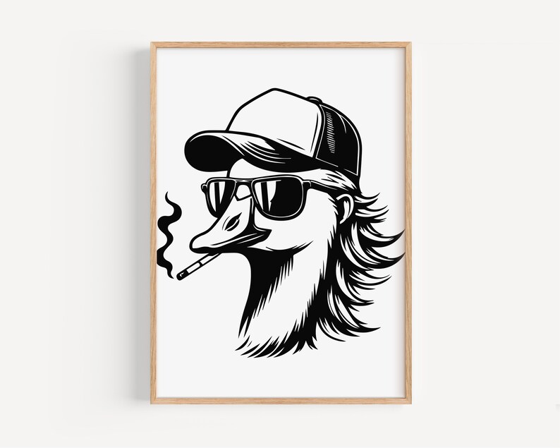 Goose Mullet With Sunglasses Smoking File Cool Goose Trucker Hat ...