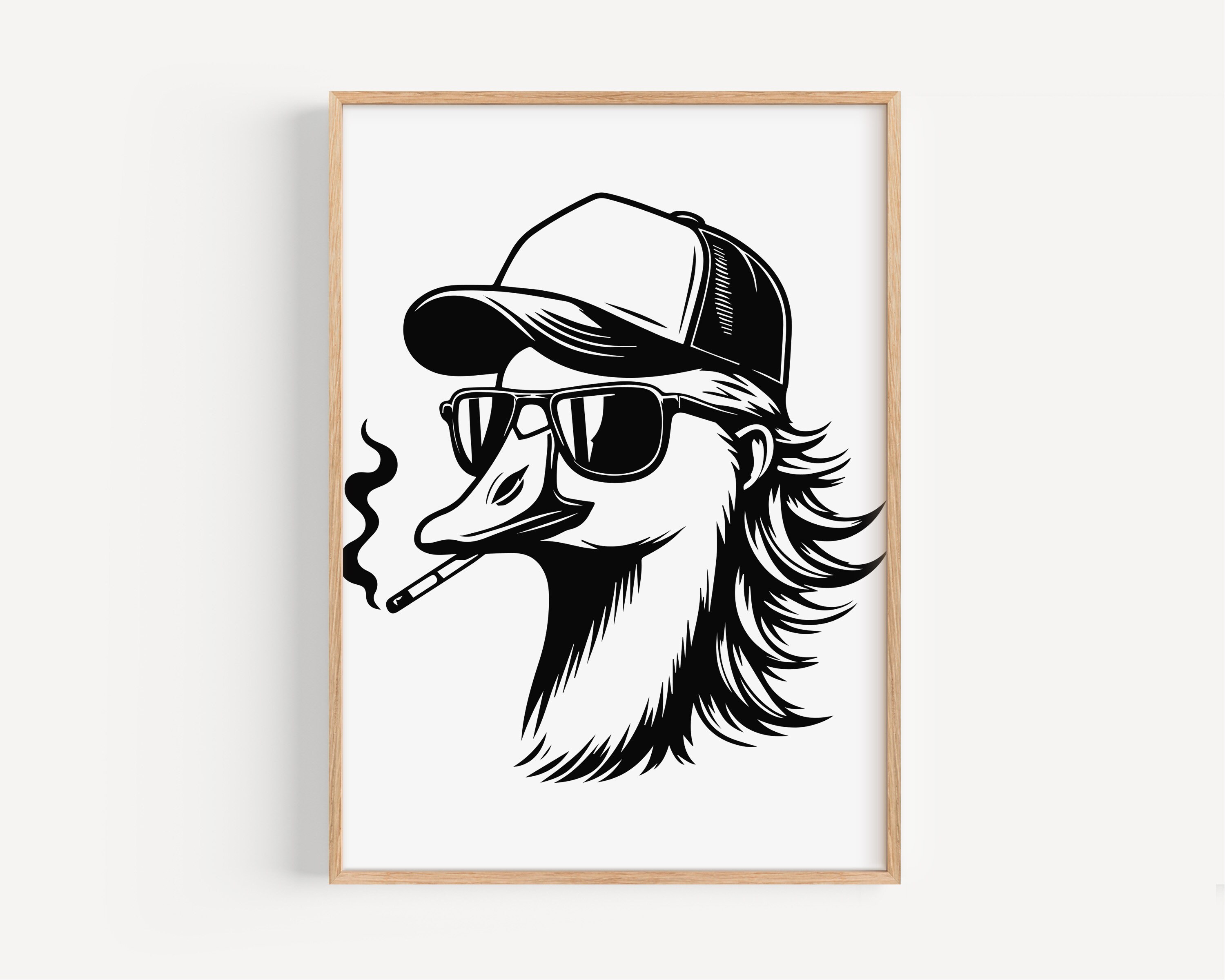 Goose Mullet With Sunglasses Smoking File Cool Goose Trucker Hat ...