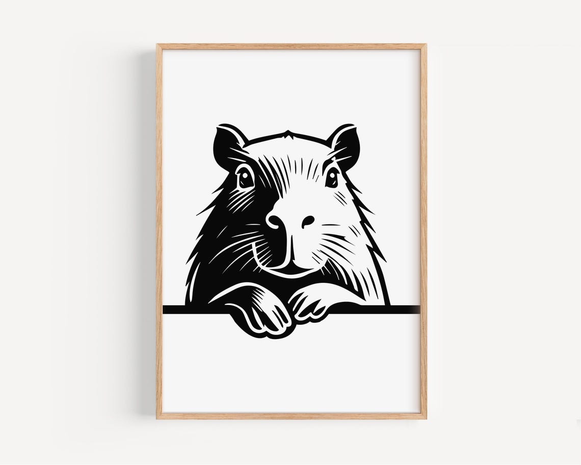 Peeking Capybara Head | Capybara Vector Graphic Laser File Silhouette ...