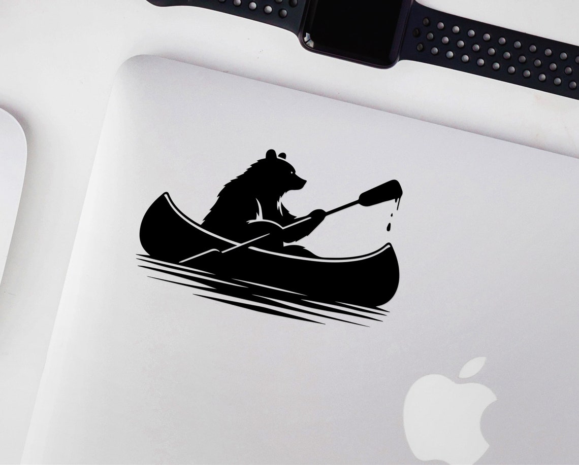 Bear in Canoe Silhouette Cut Files | Bear Canoe Golfer Vector ...