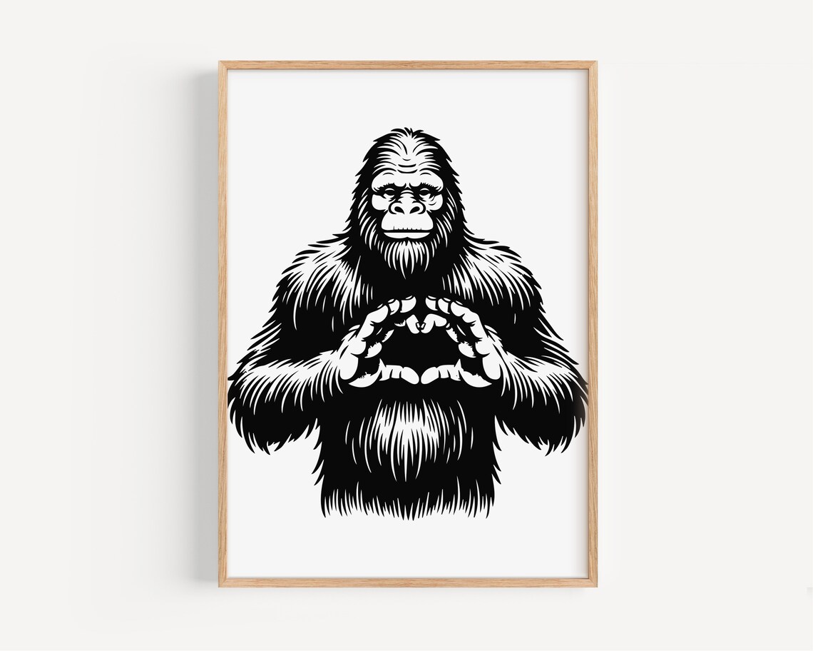 Bigfoot Heart Shape Cut Files | Bigfoot Vector Graphic Silhouette ...