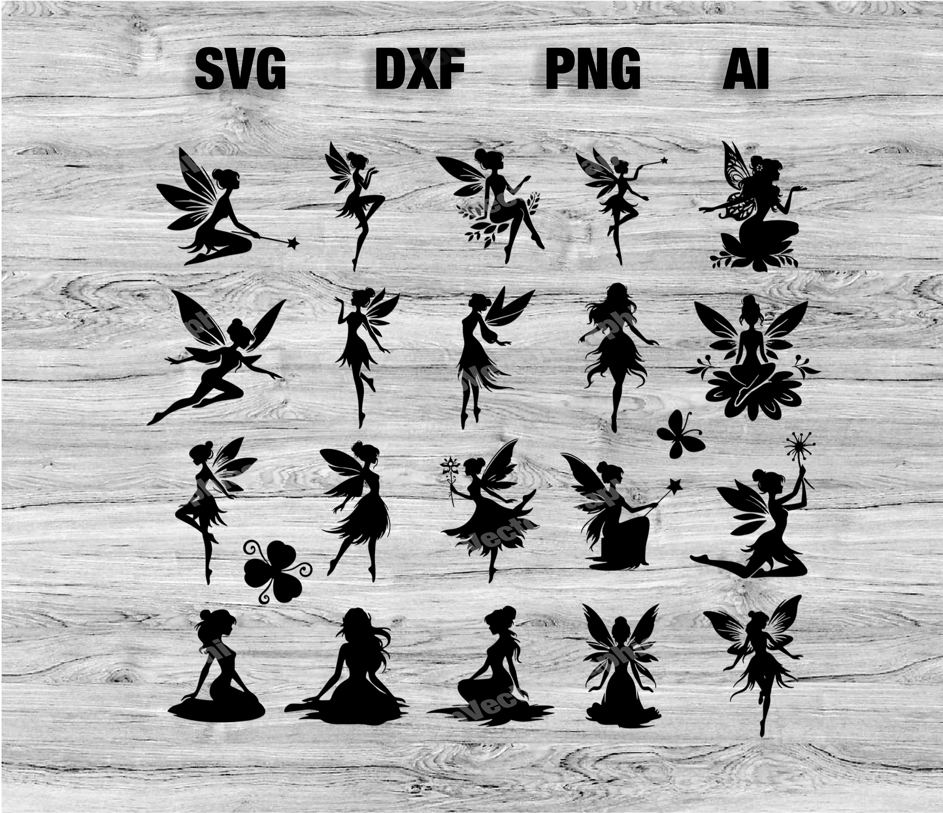 20 Cute Fairy Cut Files | Fun DIY Fairy Vector Graphic Silhouette ...