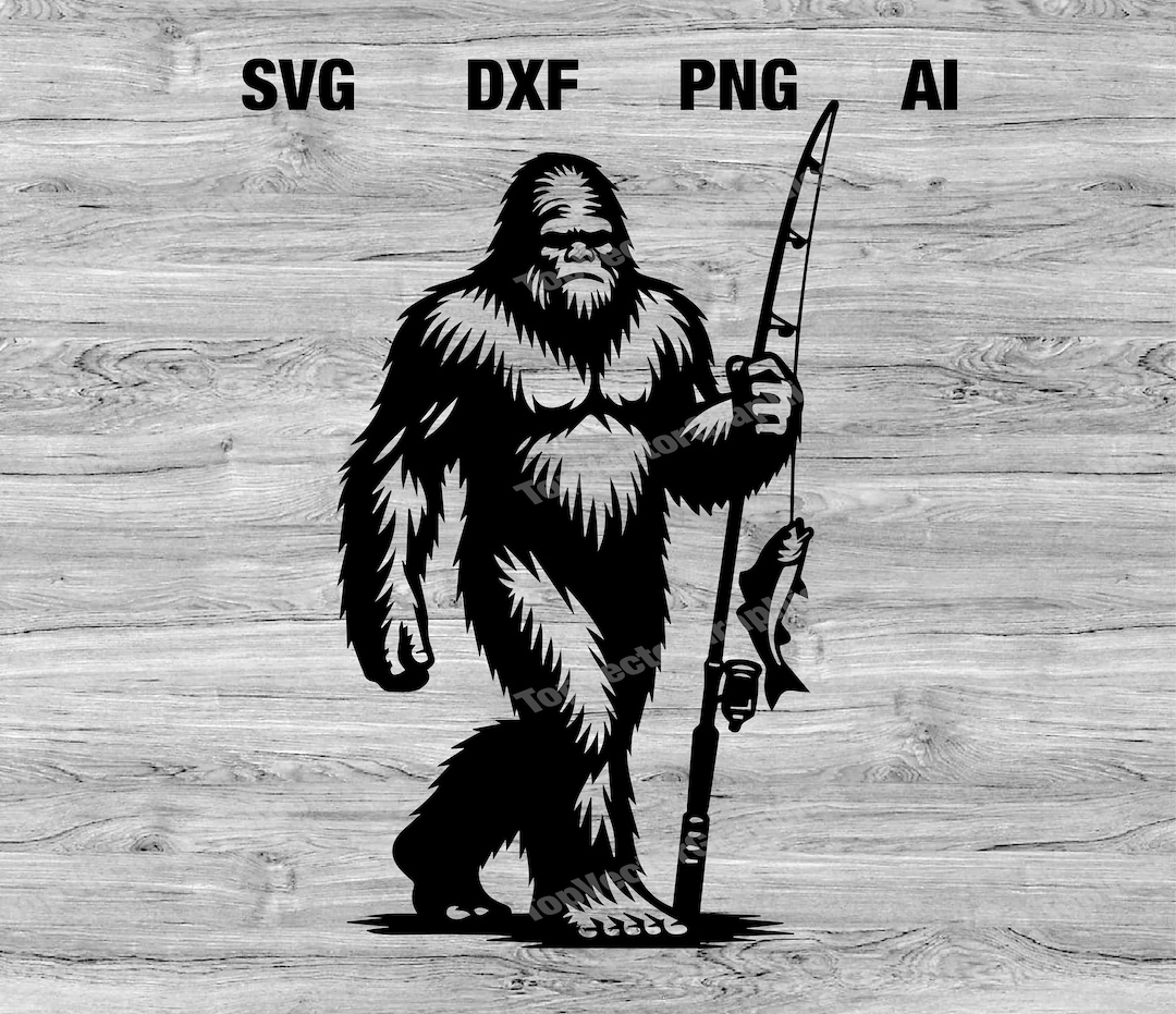 Bigfoot Fishing Vector Graphic for DIY Crafts and Projects | Bigfoot ...