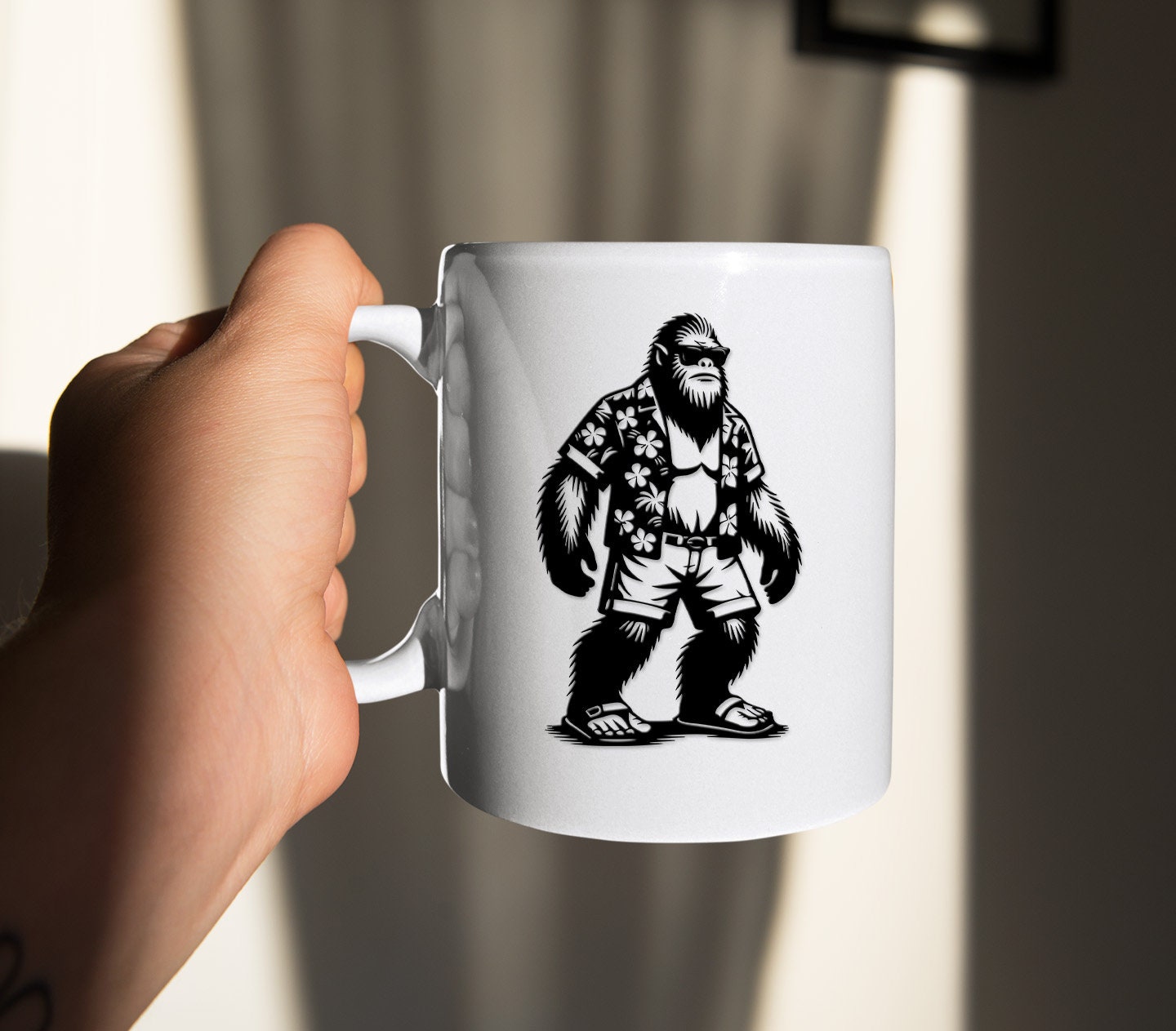 Bigfoot Beach Outfit Cut Files | Bigfoot Vacation Vector Silhouette ...