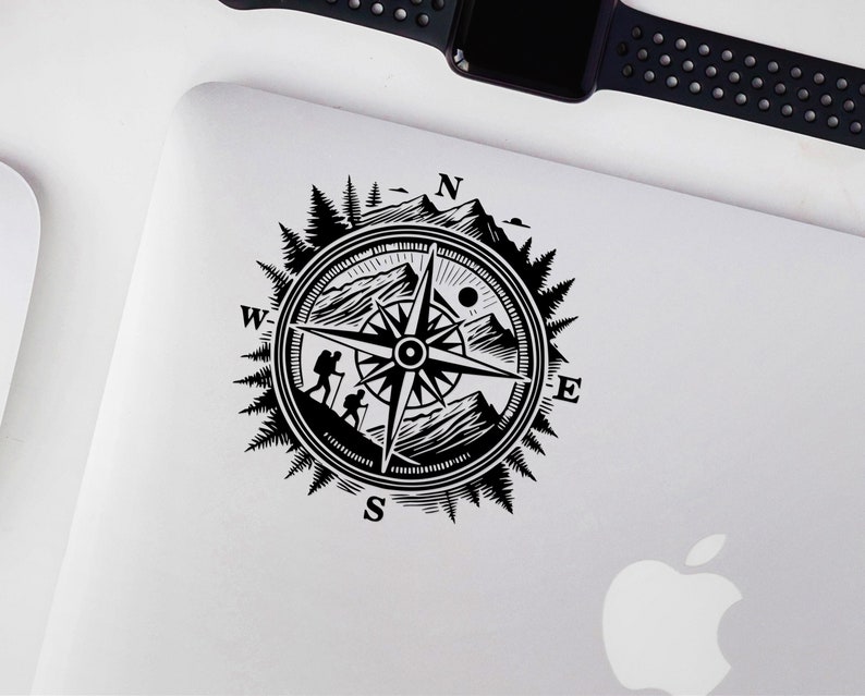 Compass Mountain Cut File | Outdoor Compass Rose Vector Graphic ...