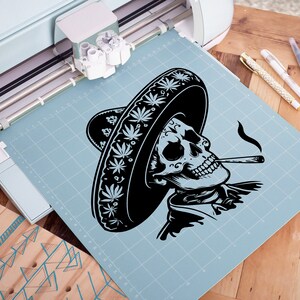 Mariachi Skeleton Smoking Files 420 Skull Vector Silhouette, Cameo ...
