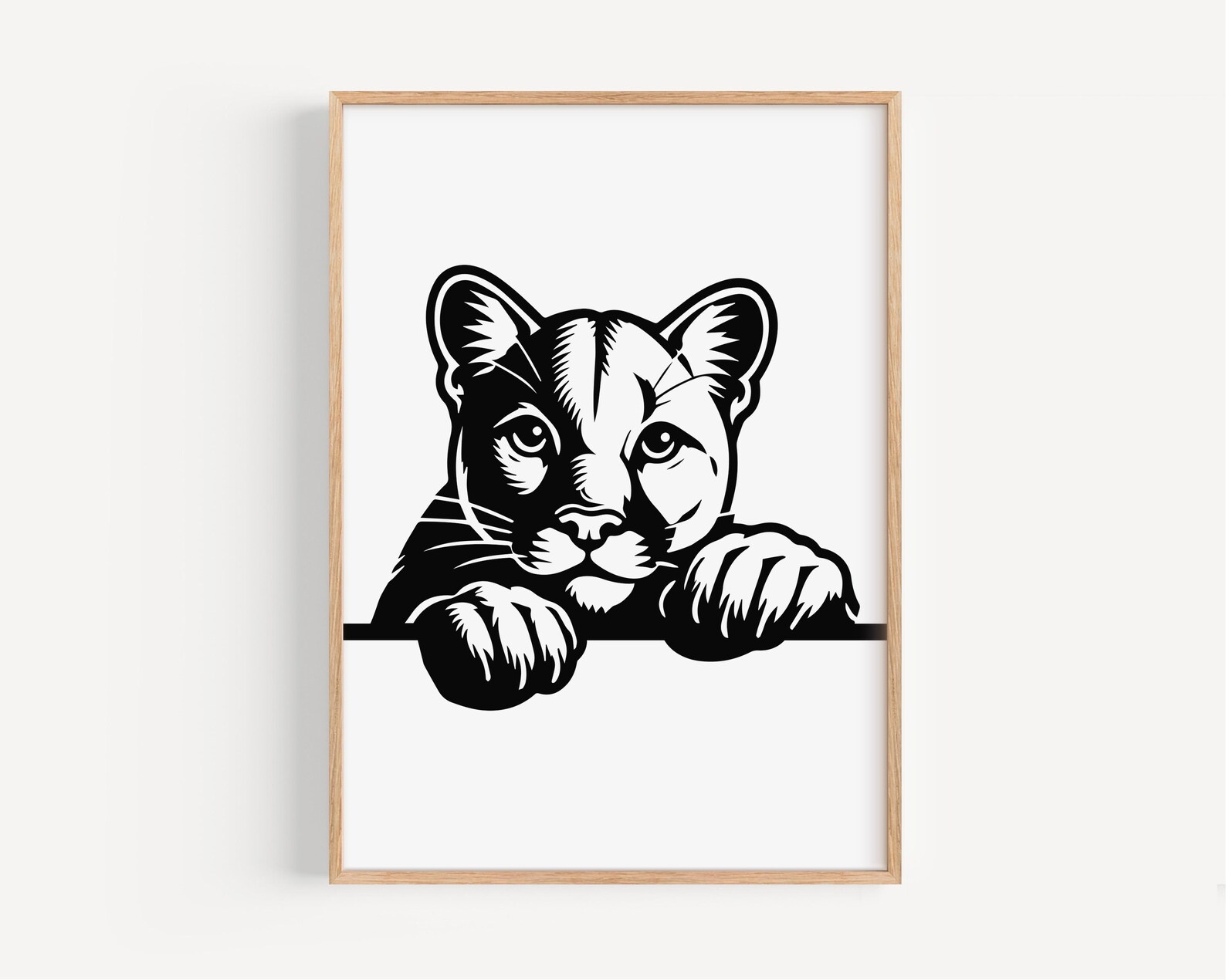 Peeking Puma Head | Feline Vector Graphic Laser File Silhouette Clip ...
