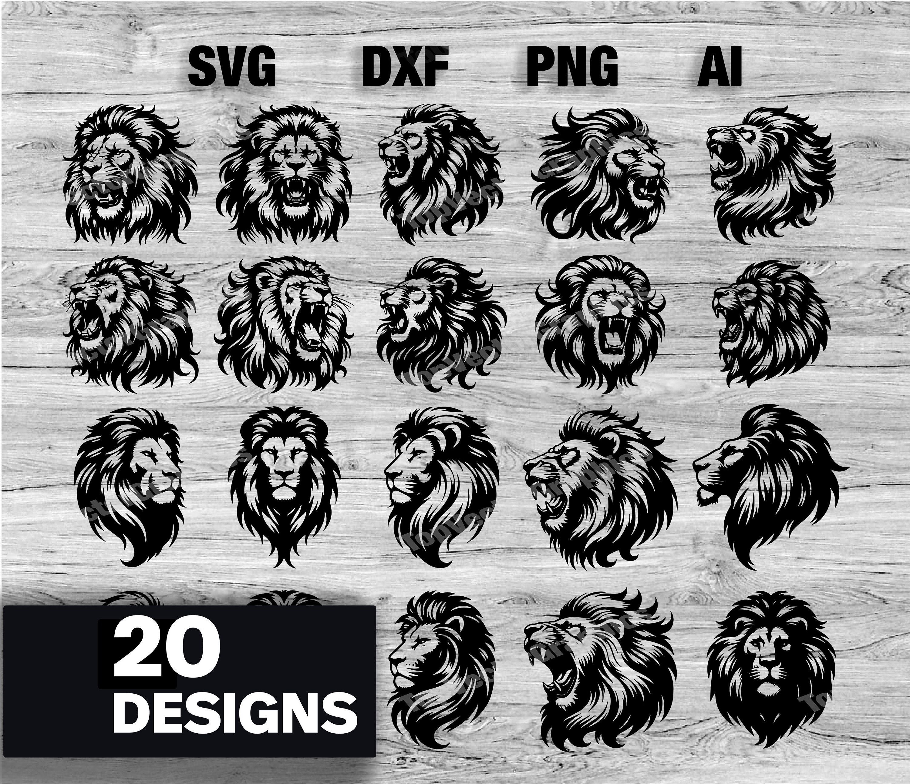 20 Lion Head Cut Files Lion King Vector Graphic Silhouette, Cameo ...