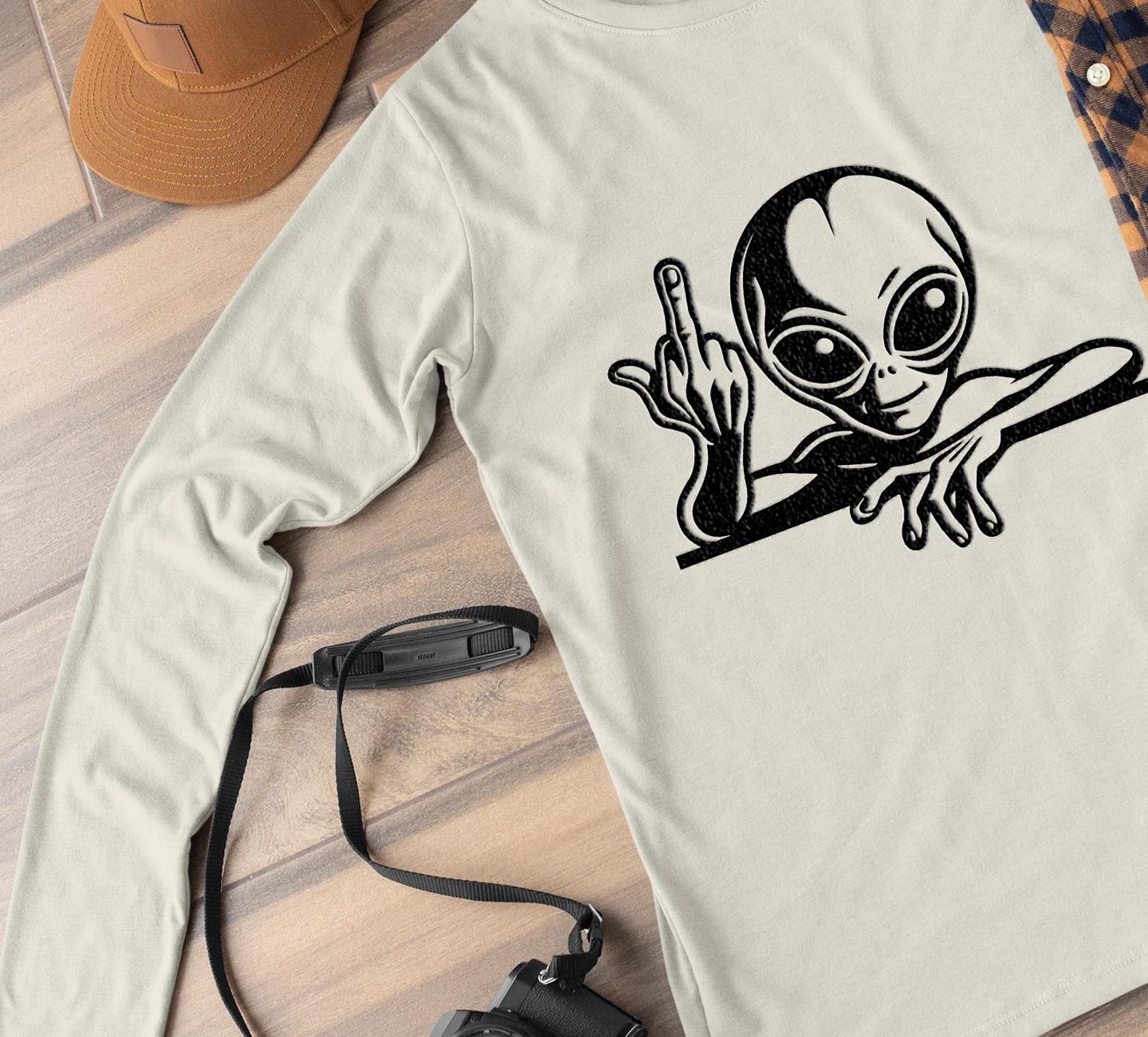 Peeking Alien Middle Finger | Alien Flip off Vector Graphic Laser File ...