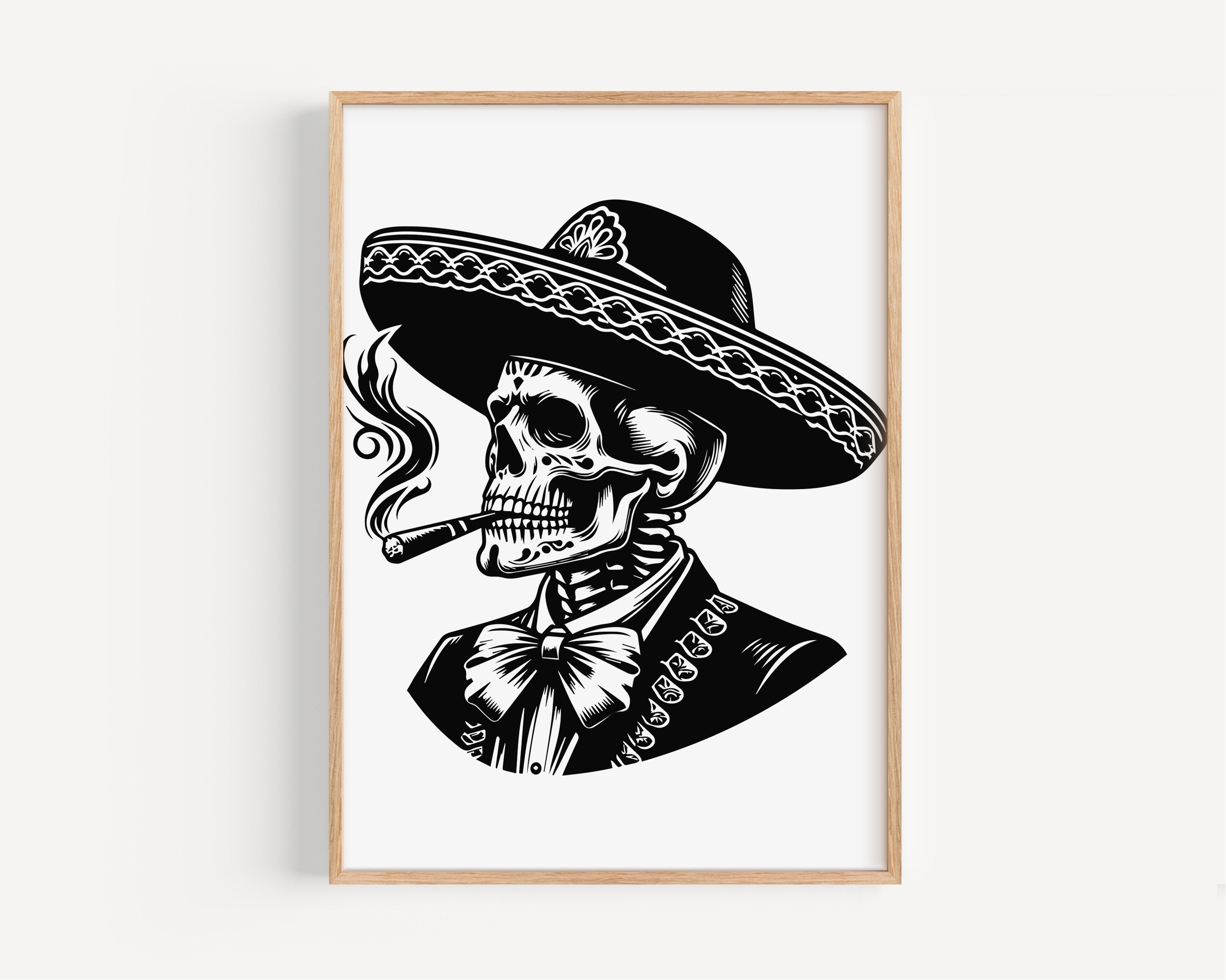 Mariachi Skeleton Smoking Files | 420 Skull Vector Silhouette, Cameo ...