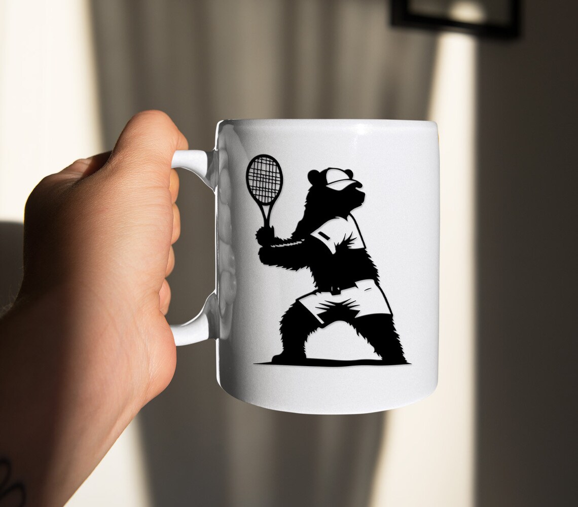 Bear Tennis Player Silhouette Cut Files | Fun Bear Tennis Vector ...
