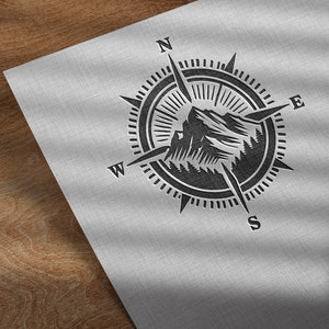 Compass Mountain Cut File | Outdoor Compass Rose Vector Graphic ...