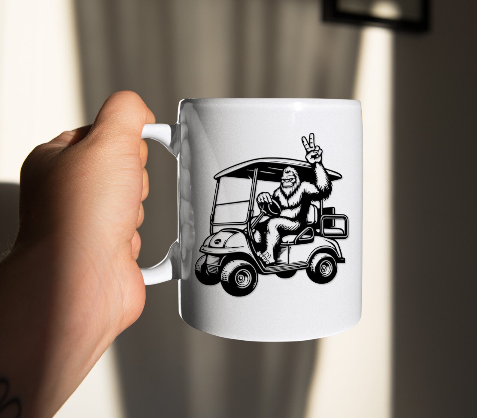 Bigfoot Riding Golf Cart Cut Files | Bigfoot Golfing Vector Silhouette ...