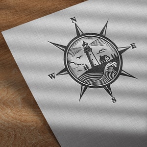 Compass SVG Cut File | Lighthouse Svg, Outdoor Svg, Mountain Graphic ...