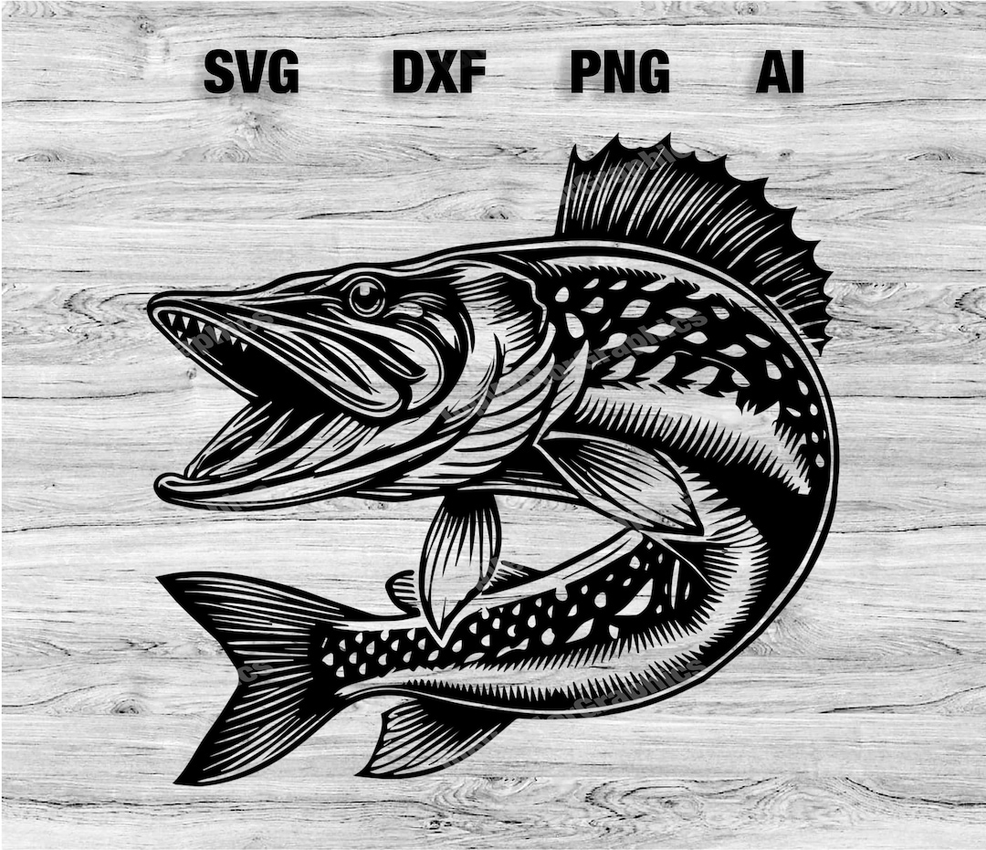 Northern Pike Fish Cut File | Outdoor Fishing Graphic Wall Art ...