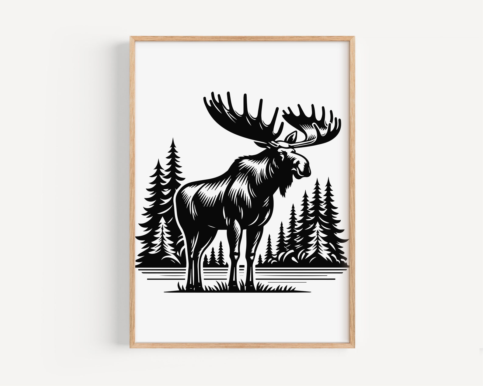 Moose Nature Scene Cut Files Moose Tree Scene Vector Graphic Silhouette ...