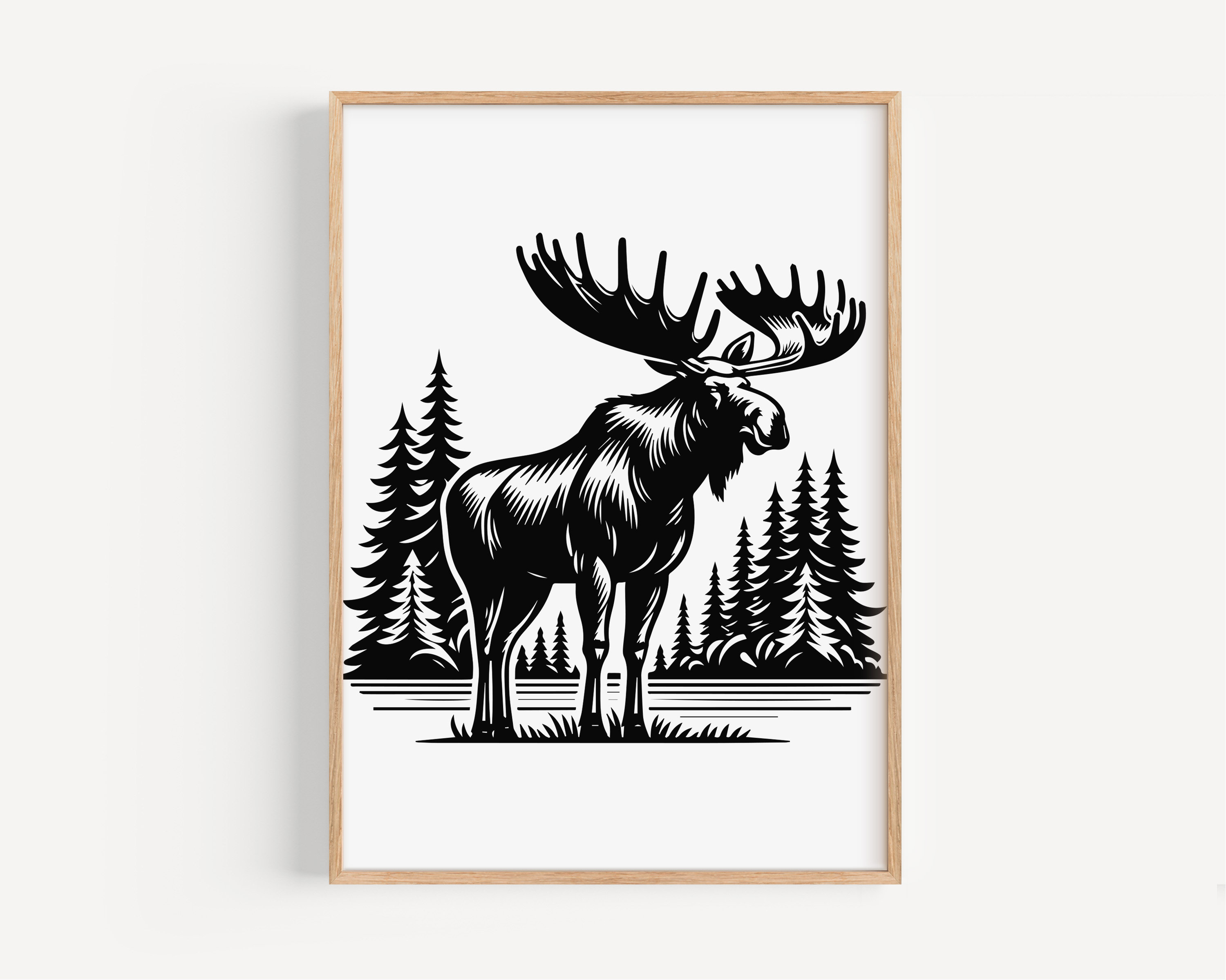 Moose Nature Scene Cut Files Moose Tree Scene Vector Graphic Silhouette ...