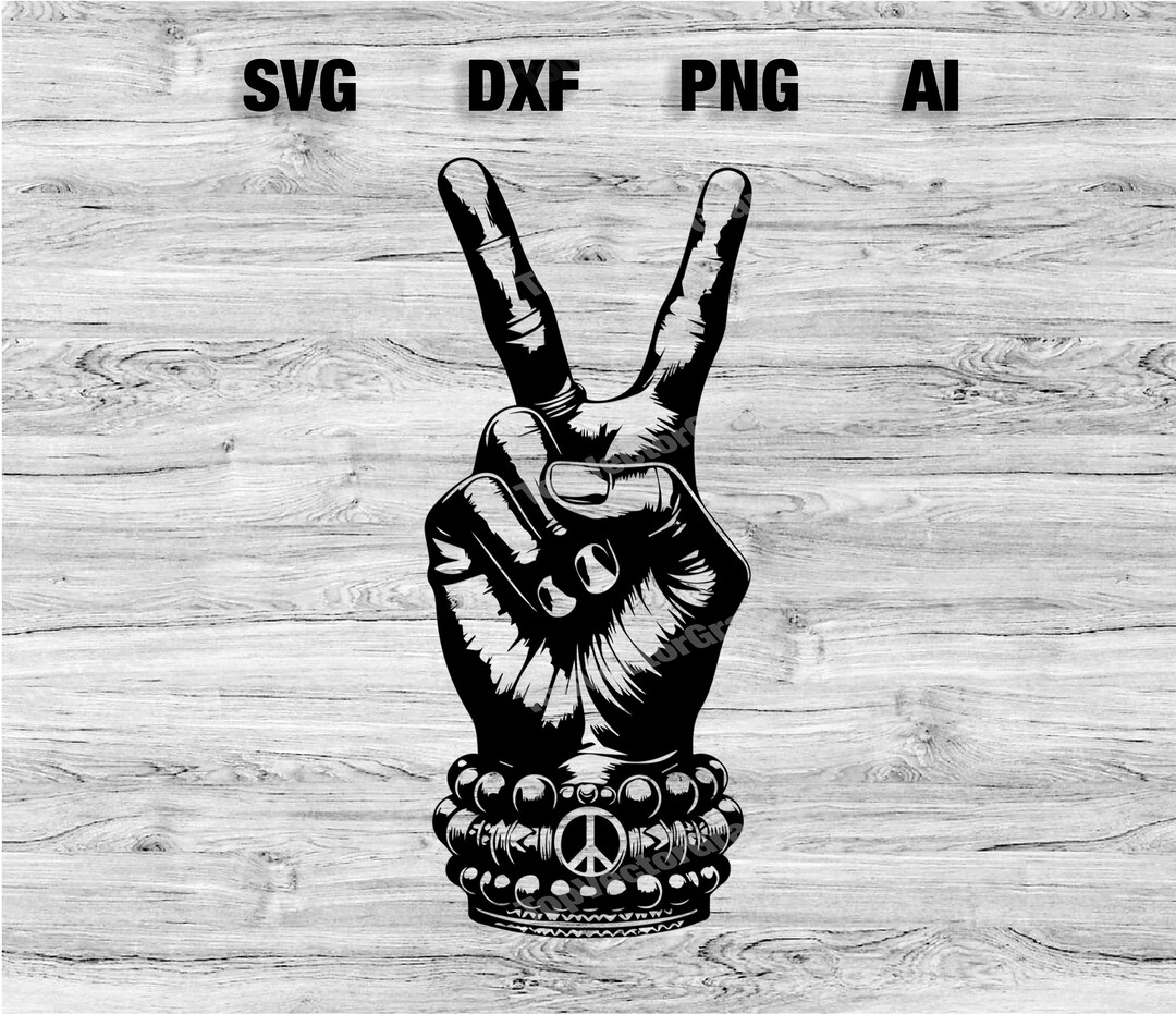 Hand Peace Sign Cut Files | Hand Doing Peace Vector Silhouette, Cameo ...