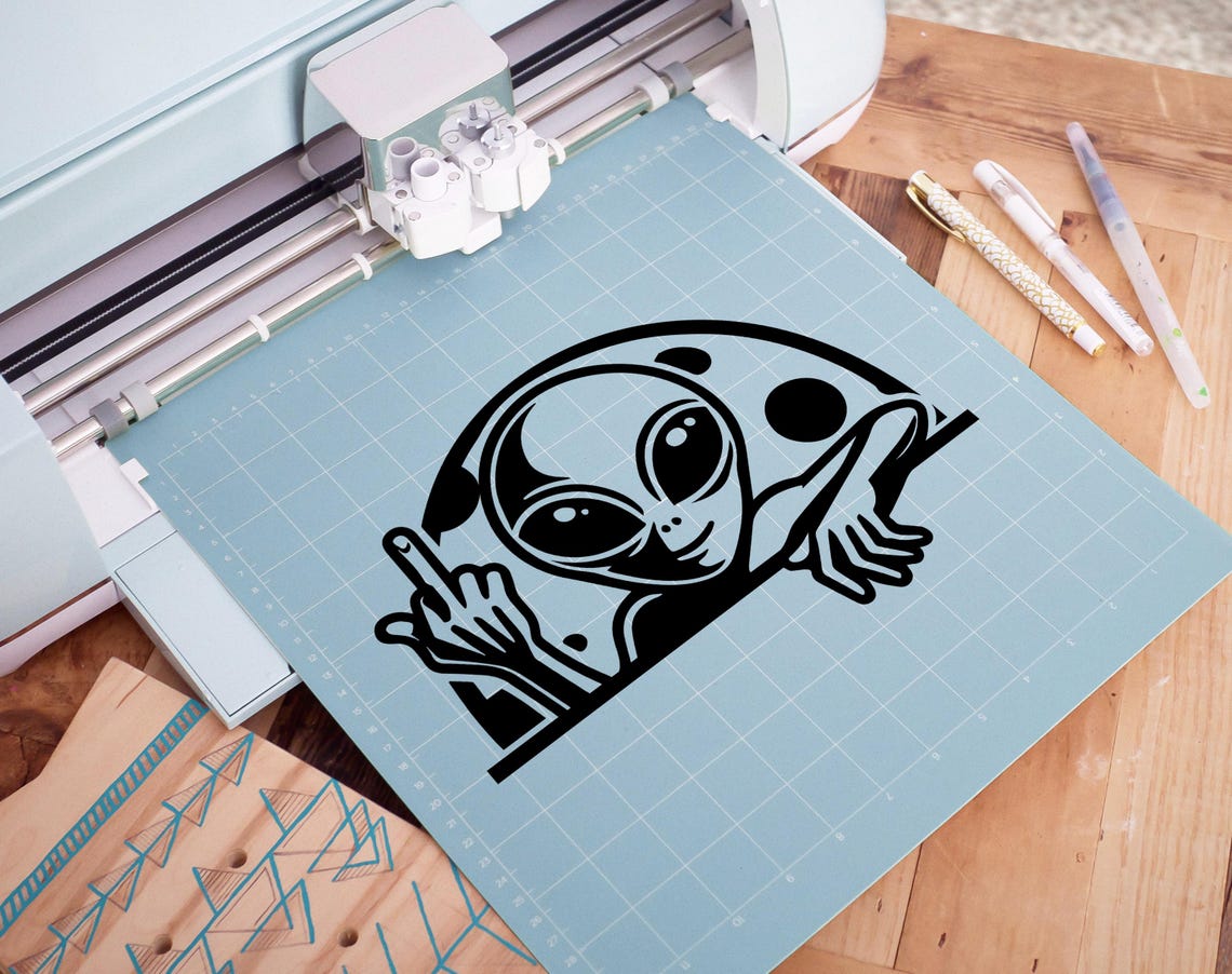 Peeking Alien Middle Finger | Alien Flip off Vector Graphic Laser File ...