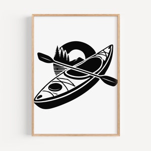 Kayak Boat Mountain Cut File | Outdoor Kayaking Vector Graphic ...