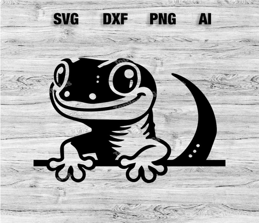 Peeking Gecko Head | Gecko Vector Graphic Laser File Silhouette Clip ...