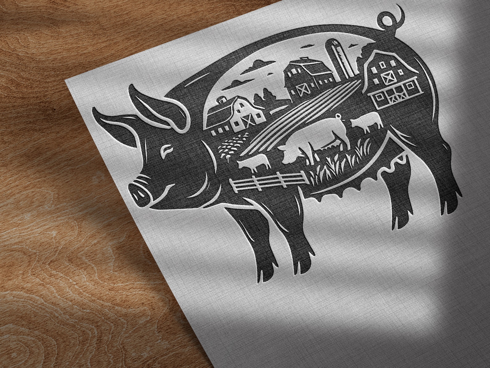 Pig Farm Scene Cut File | Cute Pig Animal Graphic Wall Art Silhouette ...