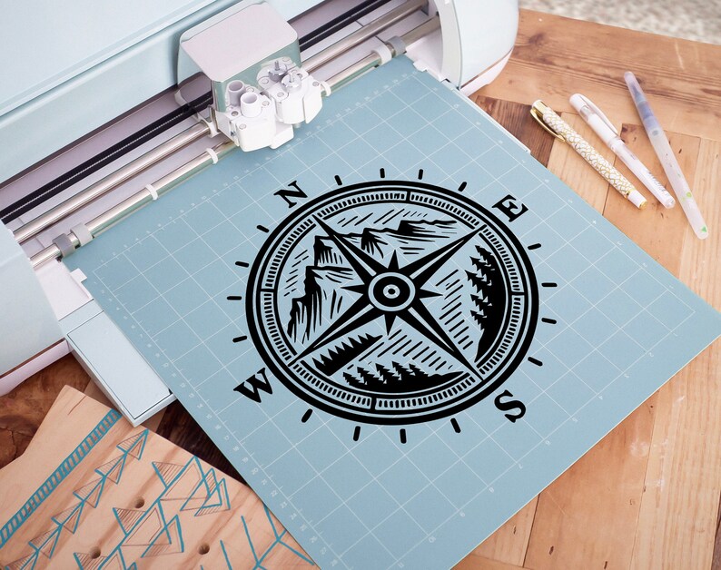 Compass Mountain Cut File Outdoor Compass Rose Vector Graphic ...