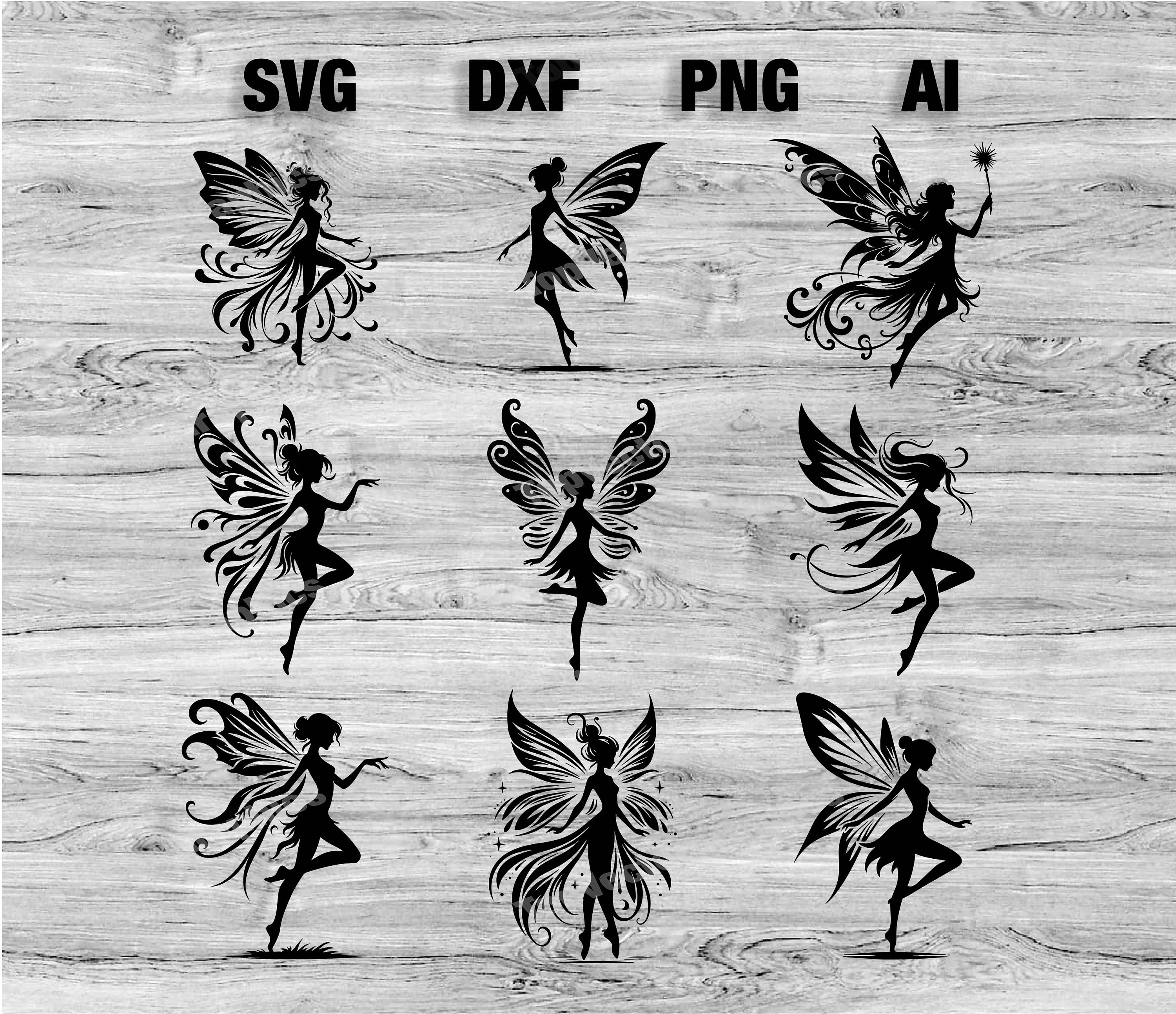 9 Cute Fairy Cut Files | Fun DIY Fairy Vector Graphic Silhouette, Cameo ...