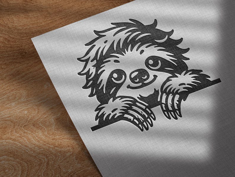 Peeking Sloth Head | Sloth Peeking Vector Graphic Laser File Silhouette ...