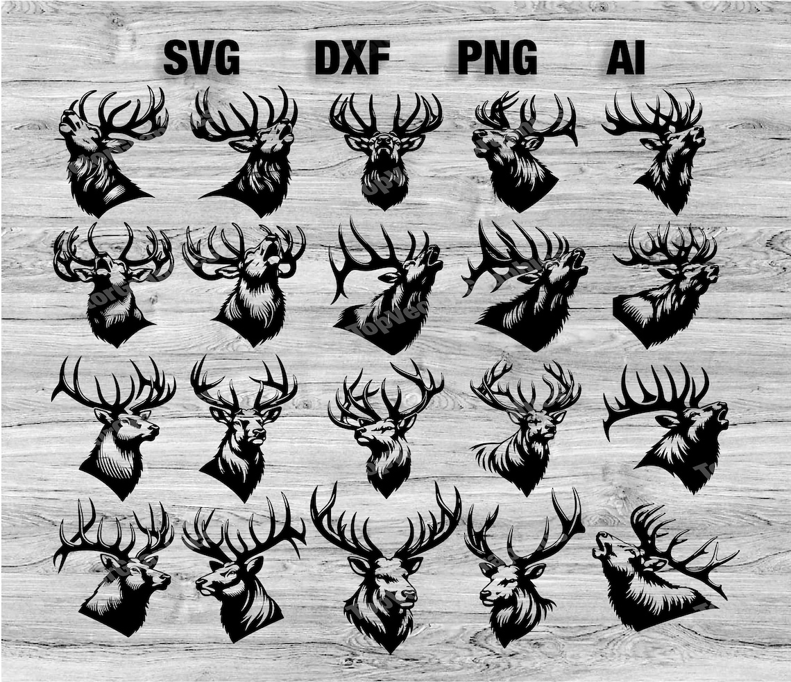 20 Dear Head SVG | Buck Svg, Hunting Svg, Dear Svg, Dear Silhouette ...