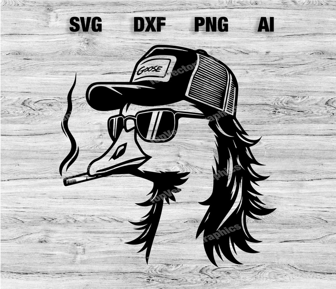 Goose Mullet With Sunglasses Smoking File | Cool Goose Trucker Hat ...