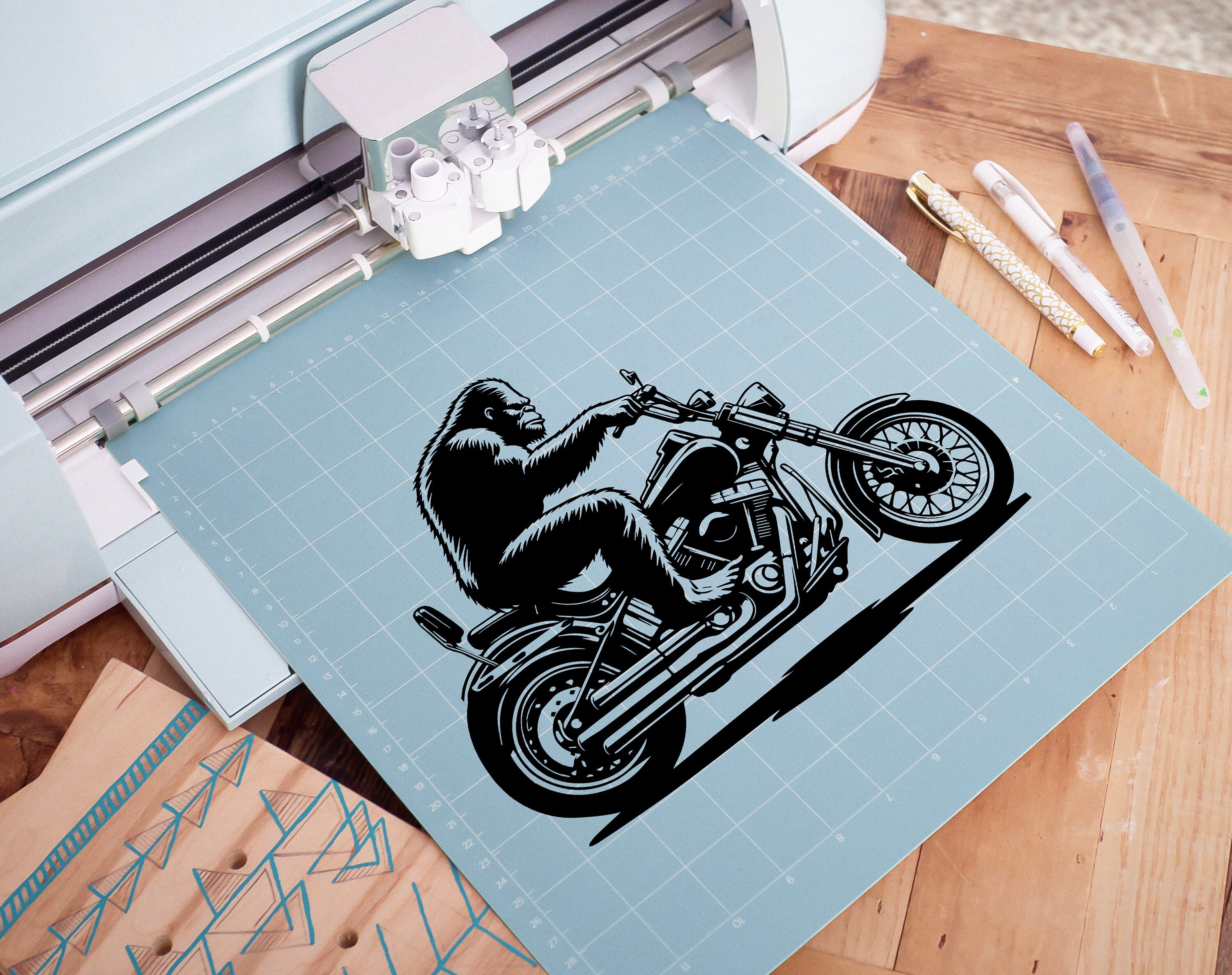 Bigfoot Riding Motorcycle Cut Files | Bigfoot Harley Vector Silhouette ...
