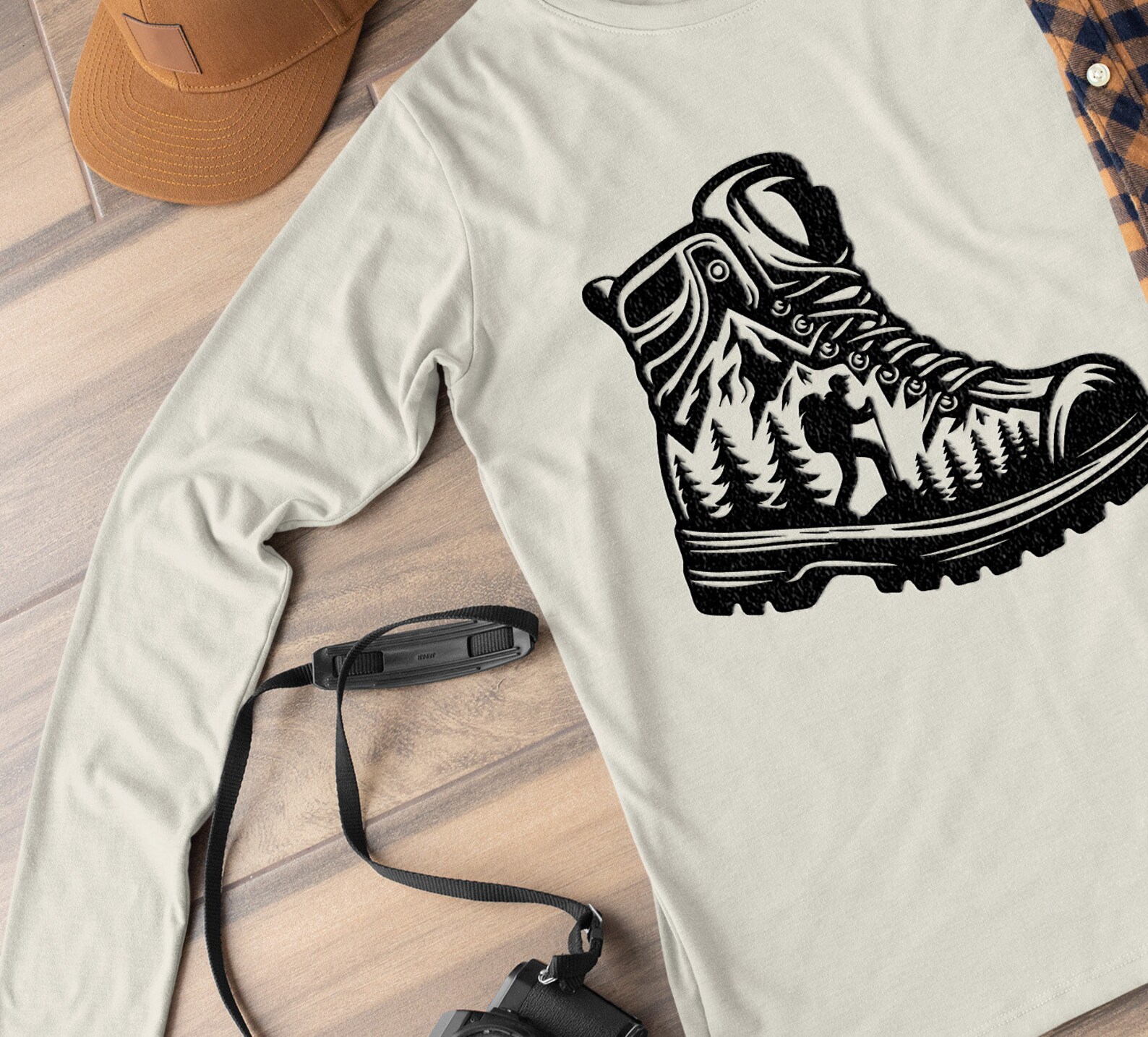 Hiker Boot Mountain Cut File | Outdoor Hiker Boot Vector Graphic ...