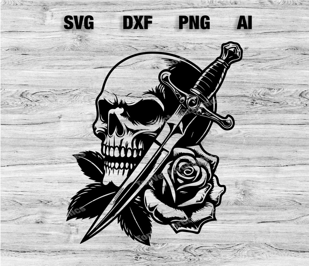 Skull Rose Dagger Cut Files | Grim Reaper Tattoo Skull Vector ...