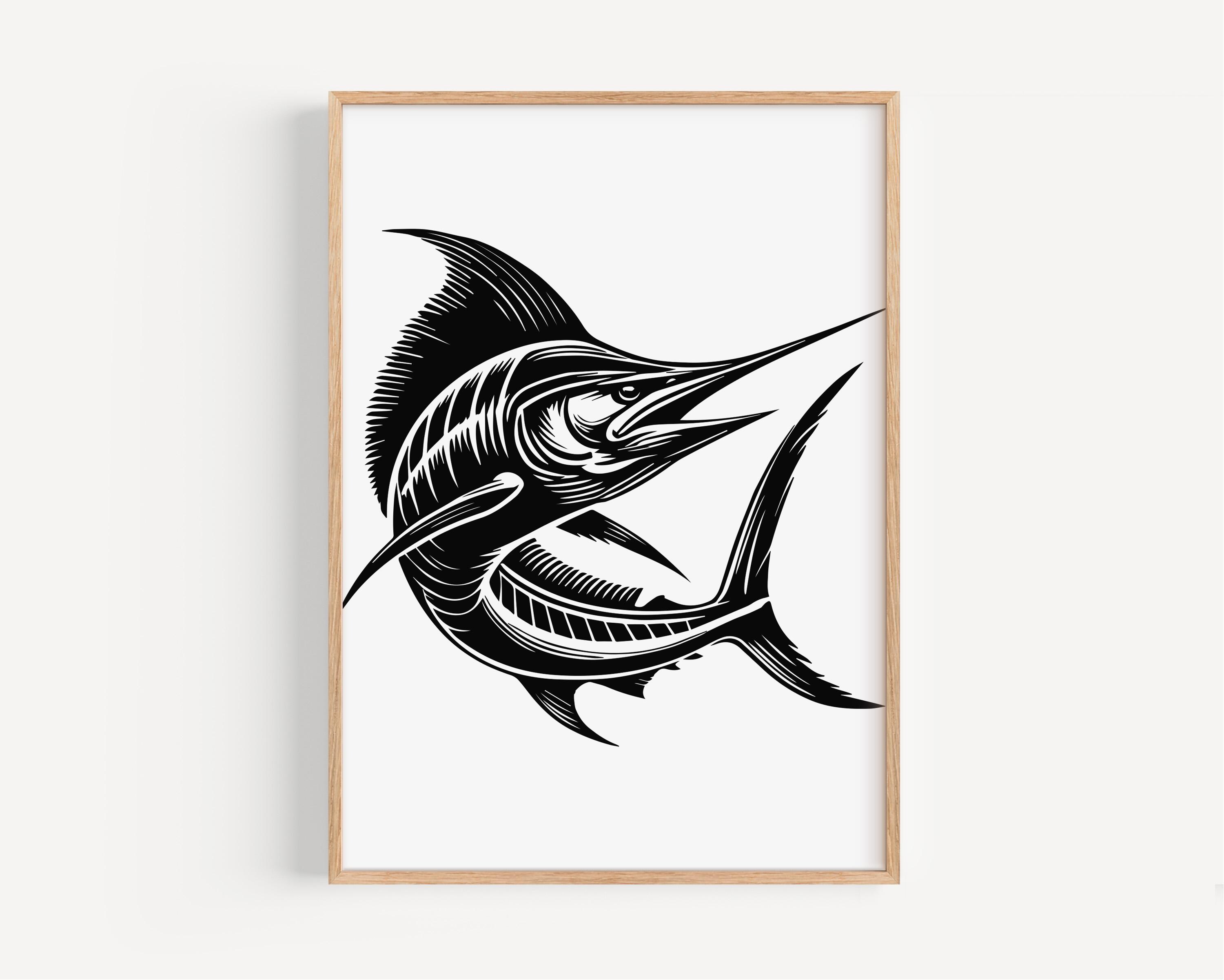 Marlin Fish Cut File | Outdoor Fishing Graphic Wall Art Silhouette ...