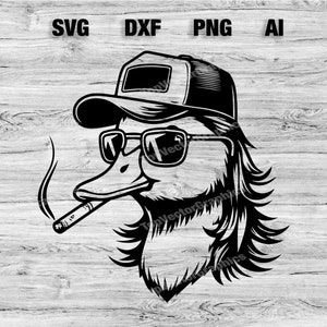Duck Mullet With Sunglasses Smoking File | Mallard Duck Trucker Hat ...
