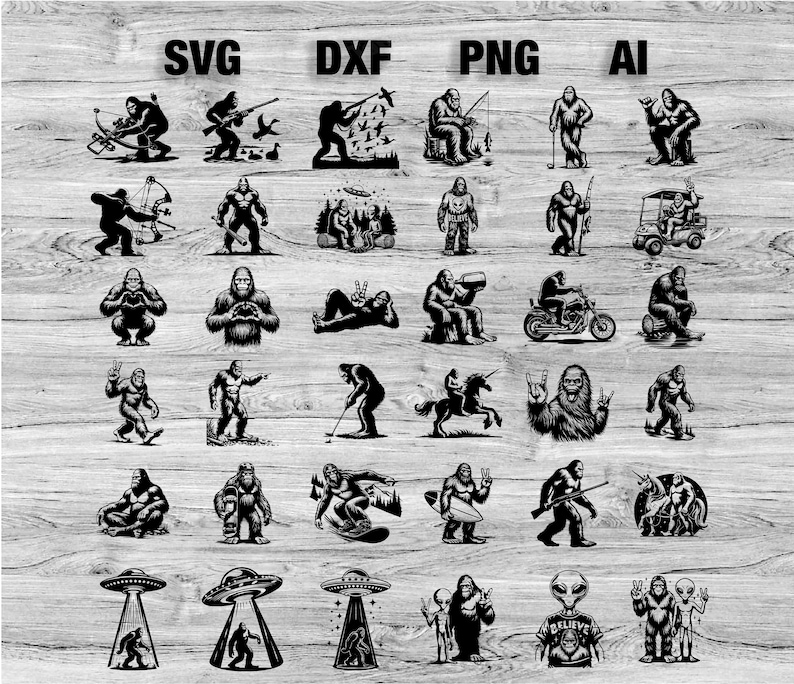 Mega Bigfoot Bundle 36 Files Bigfoot Sasquatch Vector Silhouette, Cameo ...