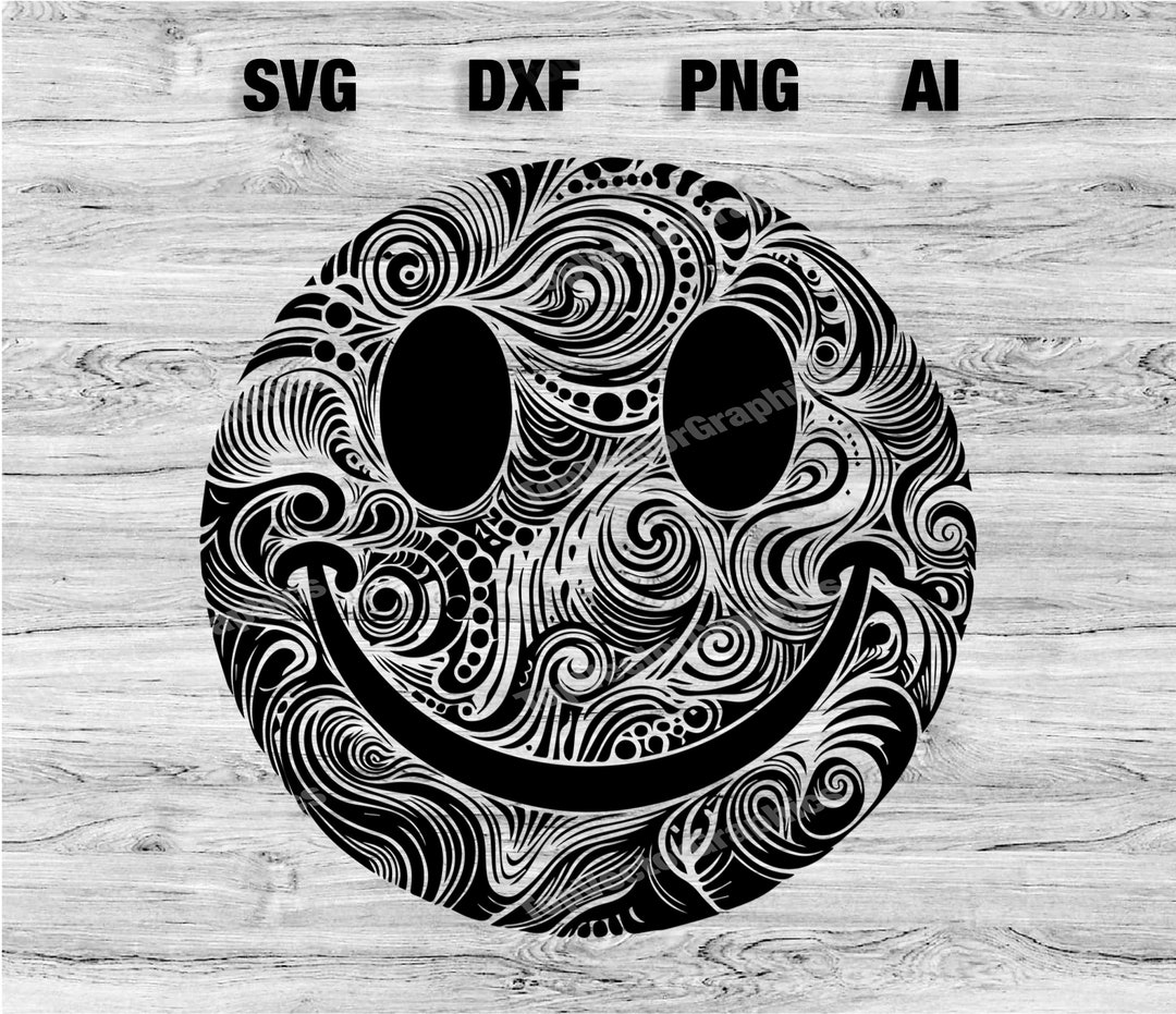 Smile Face Digital File | Cool Trippy Smiley Face Silhouette, Cameo ...