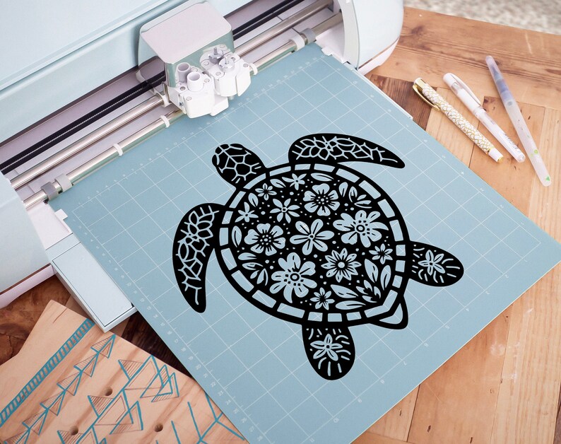 Sea Turtle Floral Beach Pattern Cut Files | Beach Turtle Vector ...