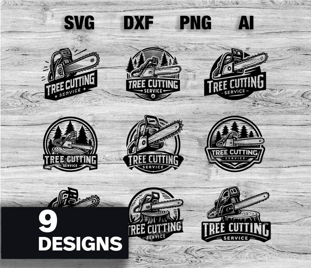 9 Professional Tree Cutting Service Logo Design - Chainsaw- SVG, PNG ...