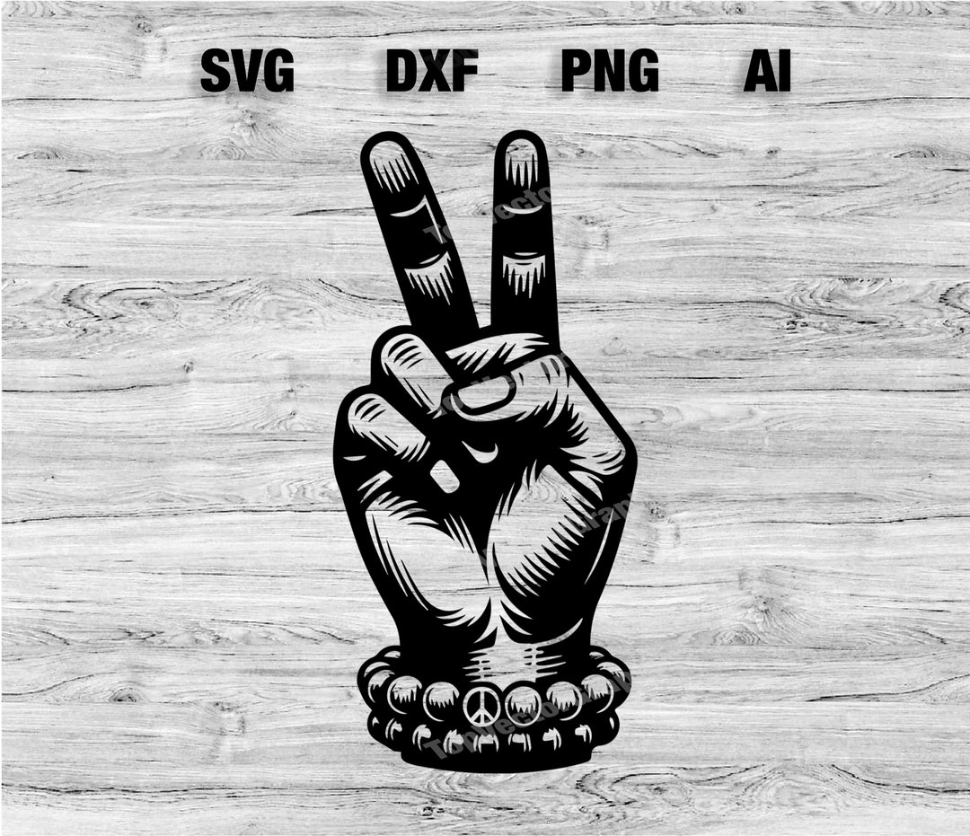 Hand Peace Sign Cut Files | Hand Doing Peace Vector Silhouette, Cameo ...